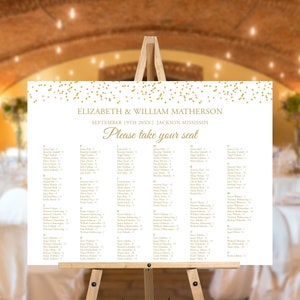 Modern Wedding Seating Chart Template, Gold Anniversary Seating Sign ...