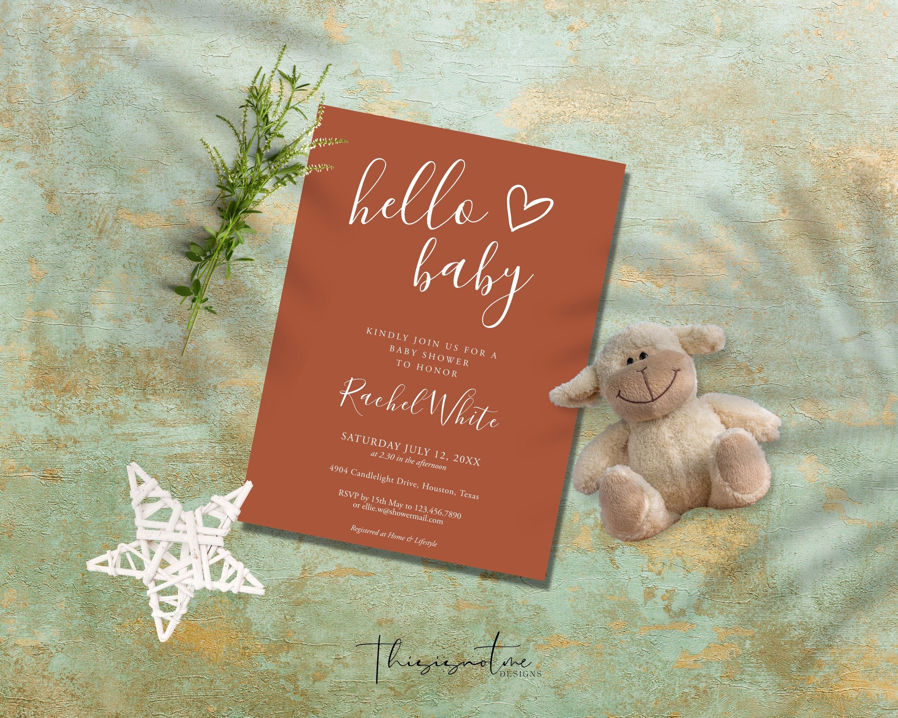 Hello Baby Shower Invitation Template Gender Neutral Baby - Etsy