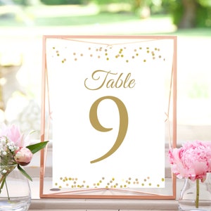 Gold Table Number Template, Wedding Anniversary Table Numbers Printable ...