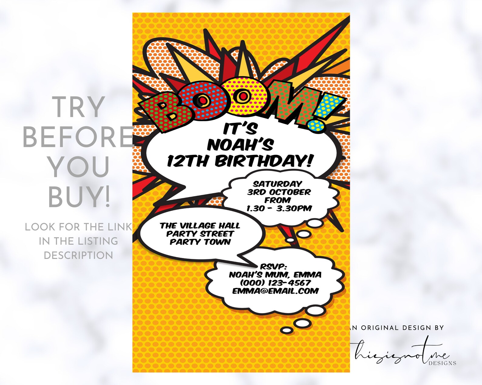 Comic Book Birthday Evite Template: Fun Party Invitation Design ...
