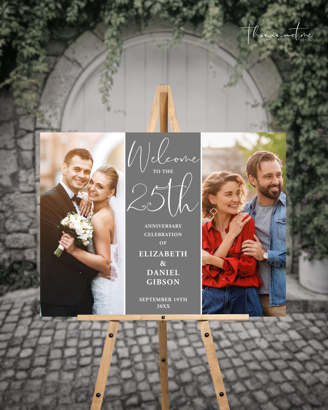 25th Anniversary Welcome Sign Template: Photo Collage, Editable ...