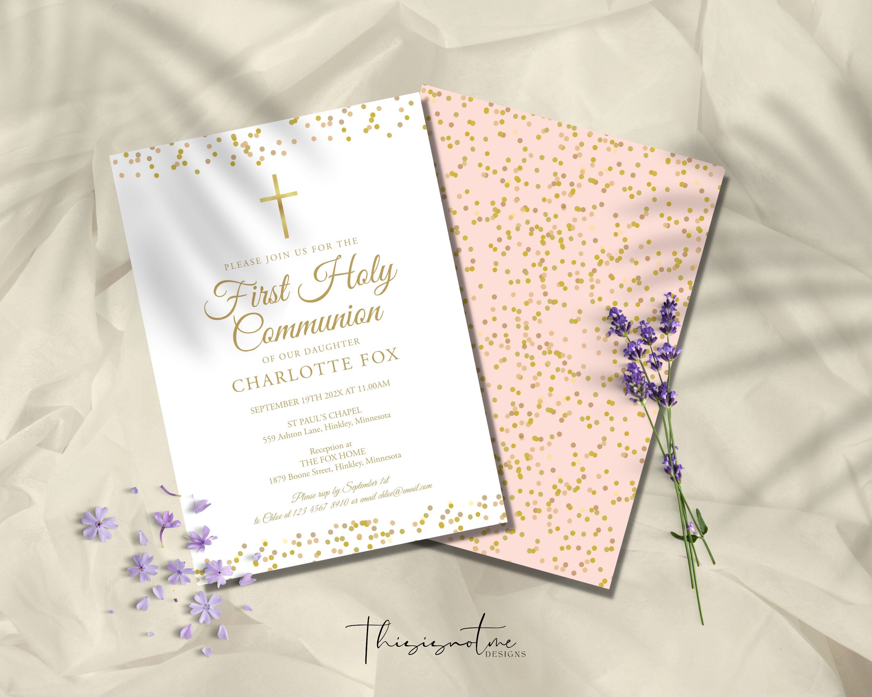 First Holy Communion Invitation Template, First Communion Printable ...