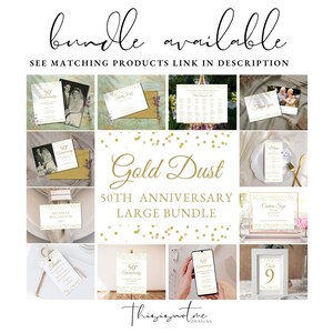 Modern Wedding Seating Chart Template, Gold Anniversary Seating Sign ...