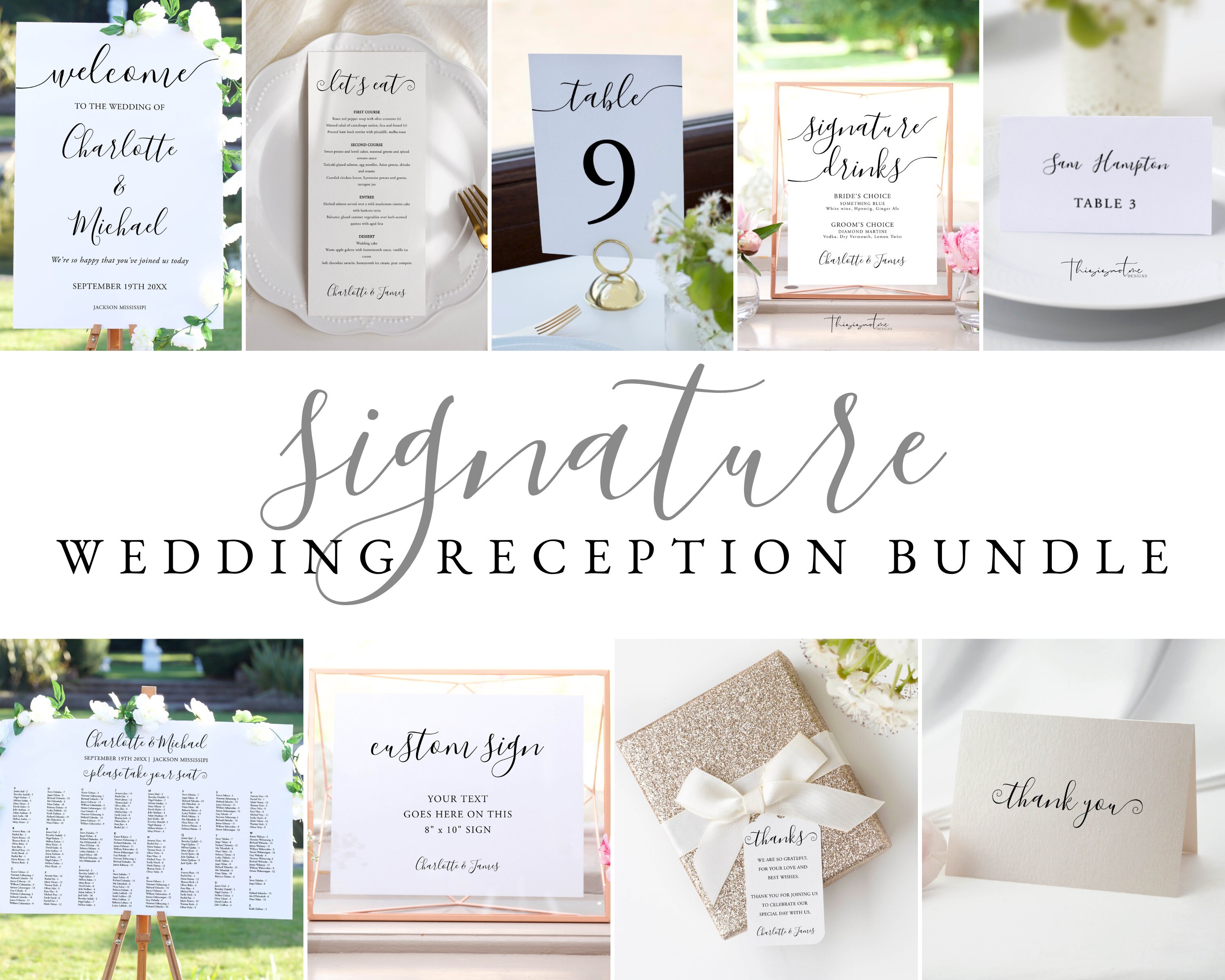 SIGNATURE Modern Wedding Reception Bundle, Minimalist Wedding Kit ...