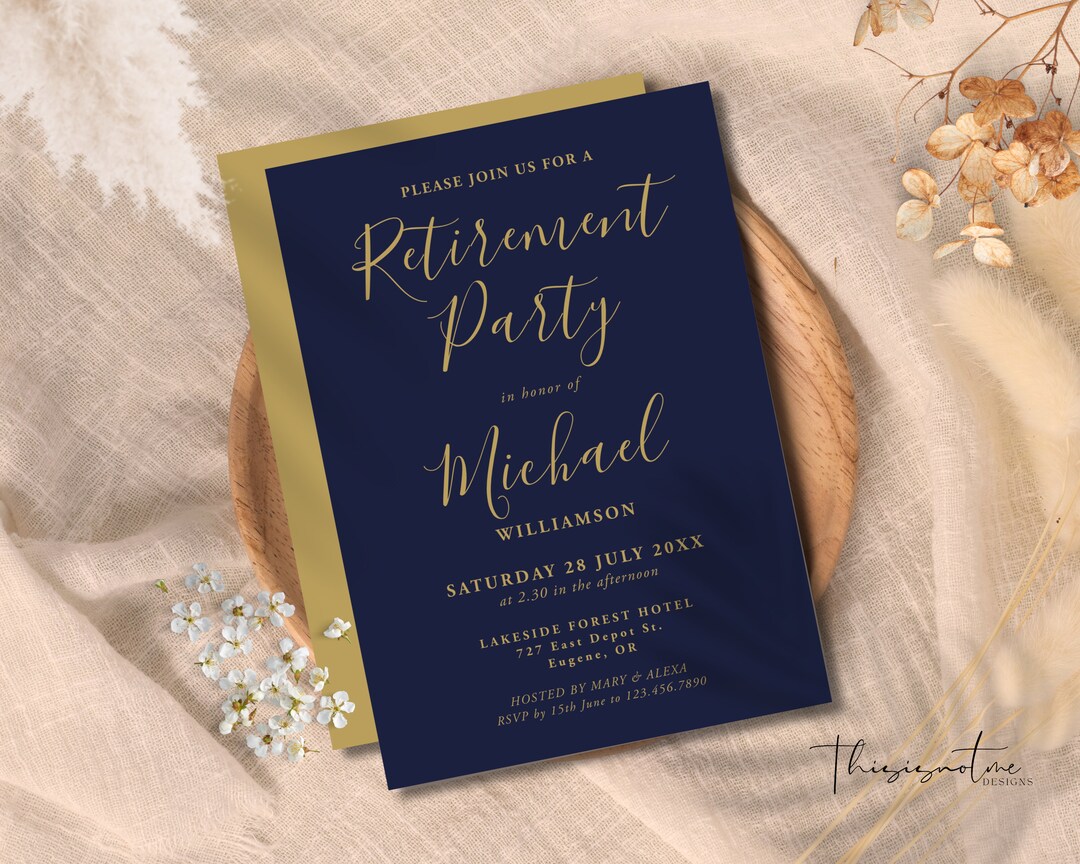 Simple Surprise Retirement Party Invite Template, Editable Modern ...