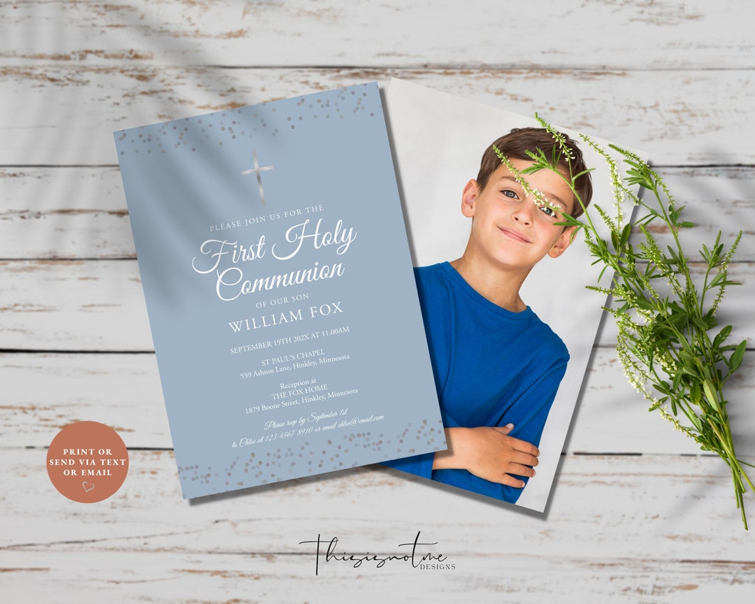 First Holy Communion Invitation Template, First Communion Printable ...