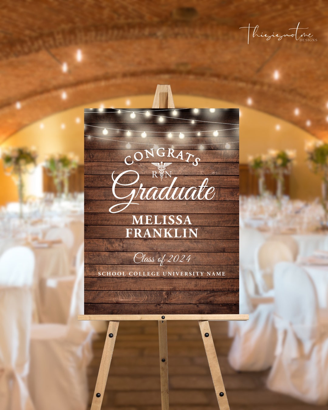 Boho RN Nursing Graduation Welcome Sign Template, Editable Rustic Wood ...
