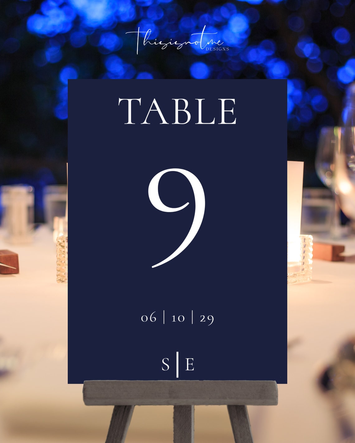 Minimalist Navy Blue Wedding Table Number Template, Elegant Table ...