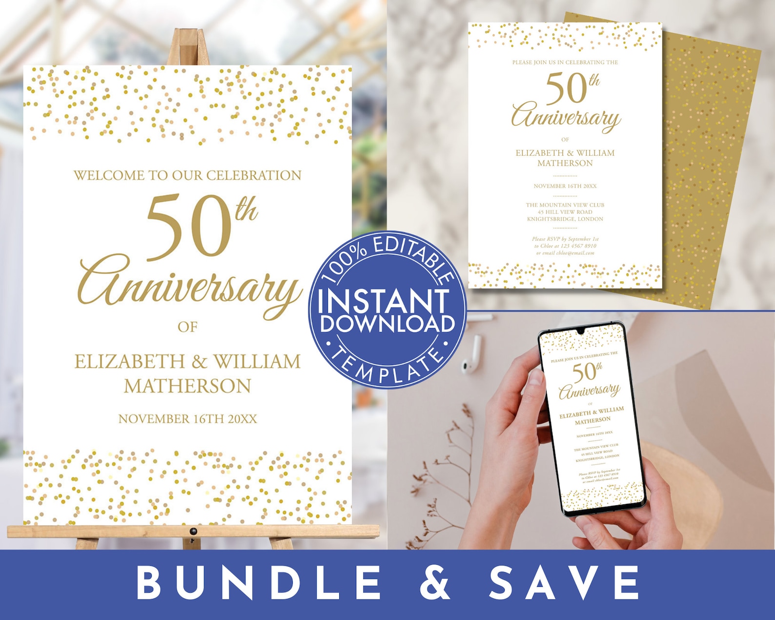 50th Golden Wedding Anniversary Celebration Bundle - Etsy
