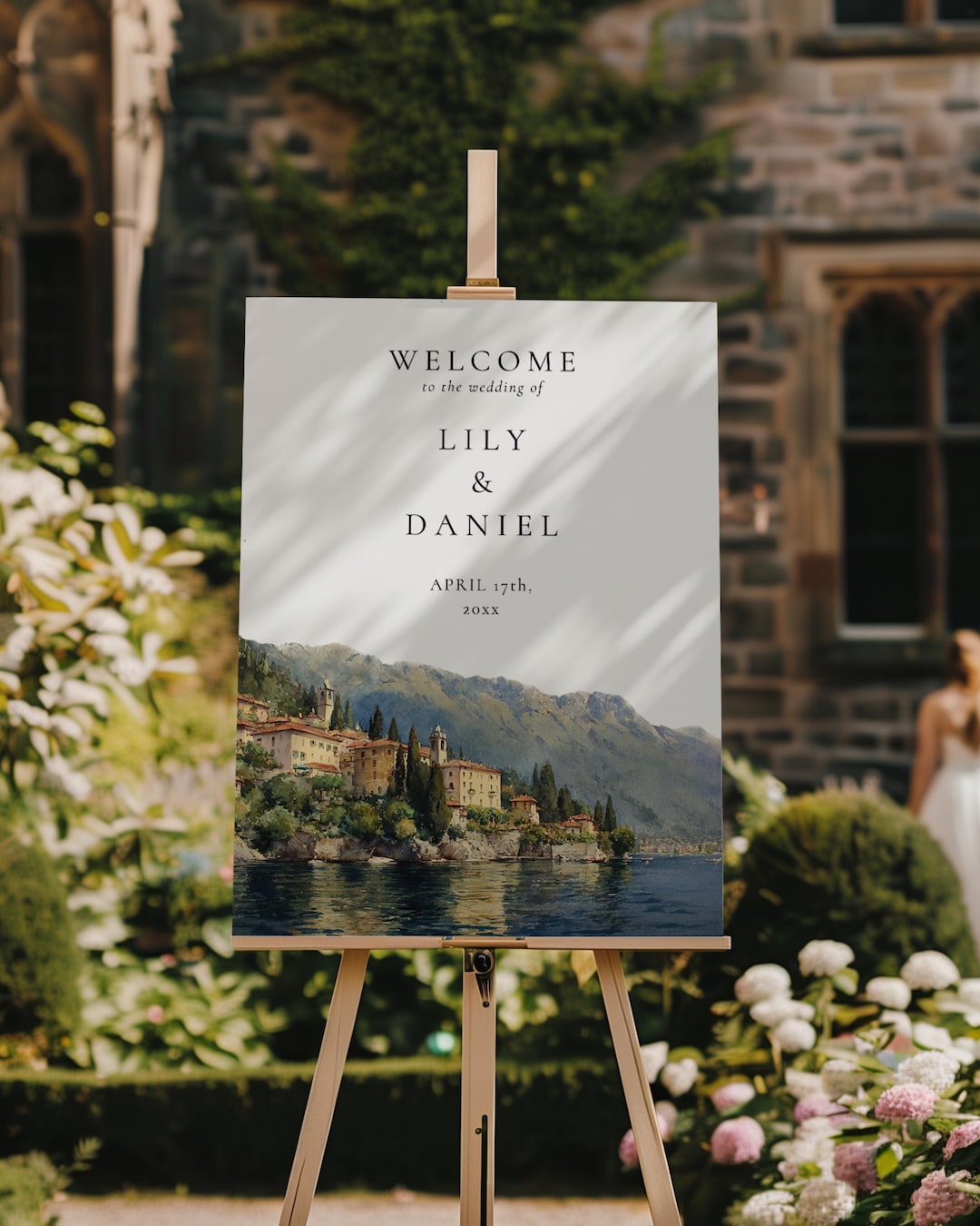 Watercolor Lake Como Destination Wedding Welcome Sign Template ...