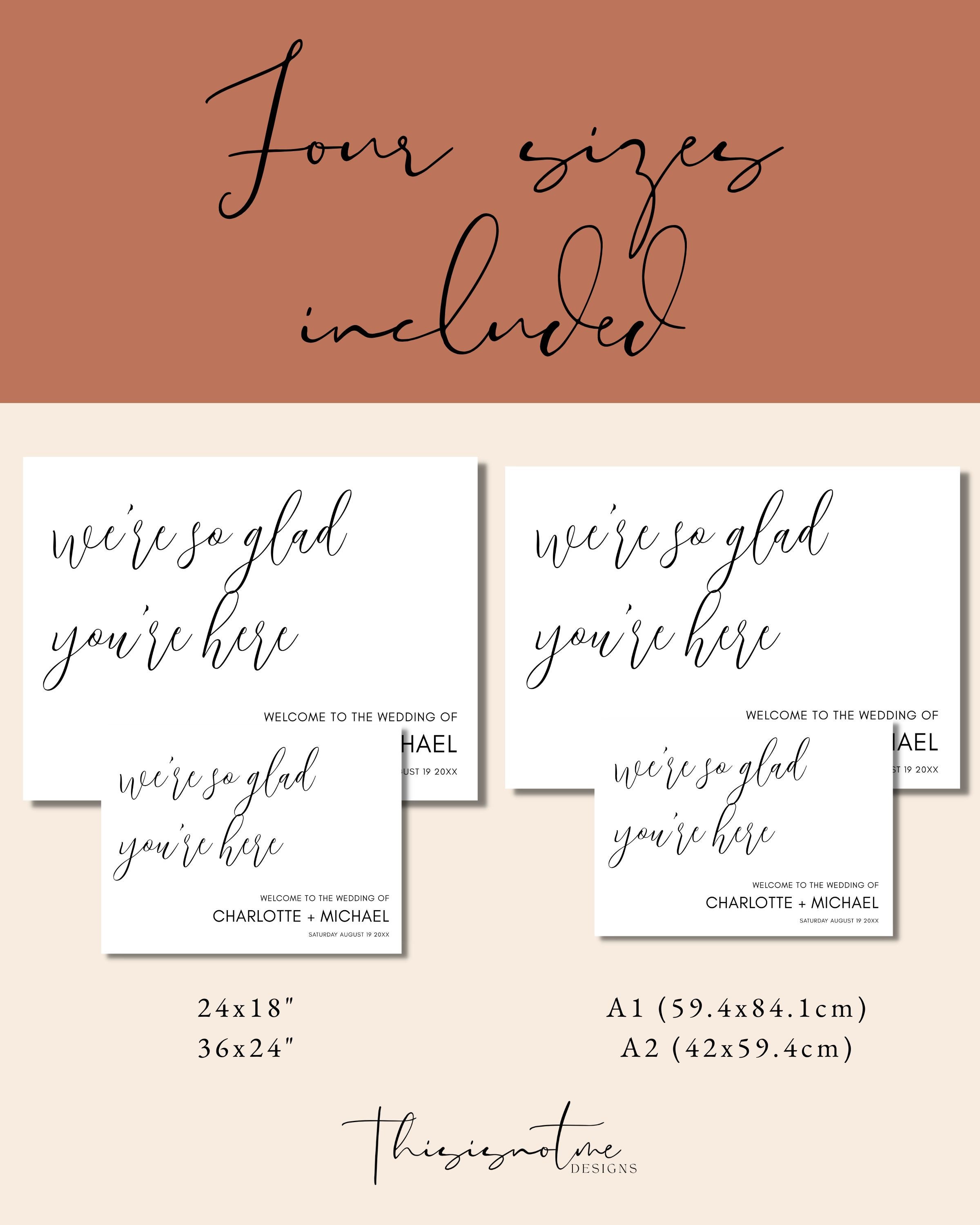 We're so Glad You're Here, Modern Wedding Welcome Sign Template, Boho ...