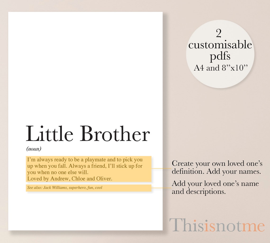 World s Best Ever Little Brother Definition Printable Etsy World s Best Ever Little Brother Definition Printable Etsy