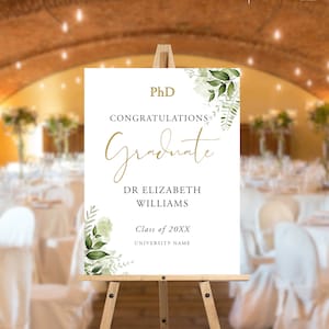 Phd Graduation Welcome Sign Template: Greenery Floral (digital Download ...