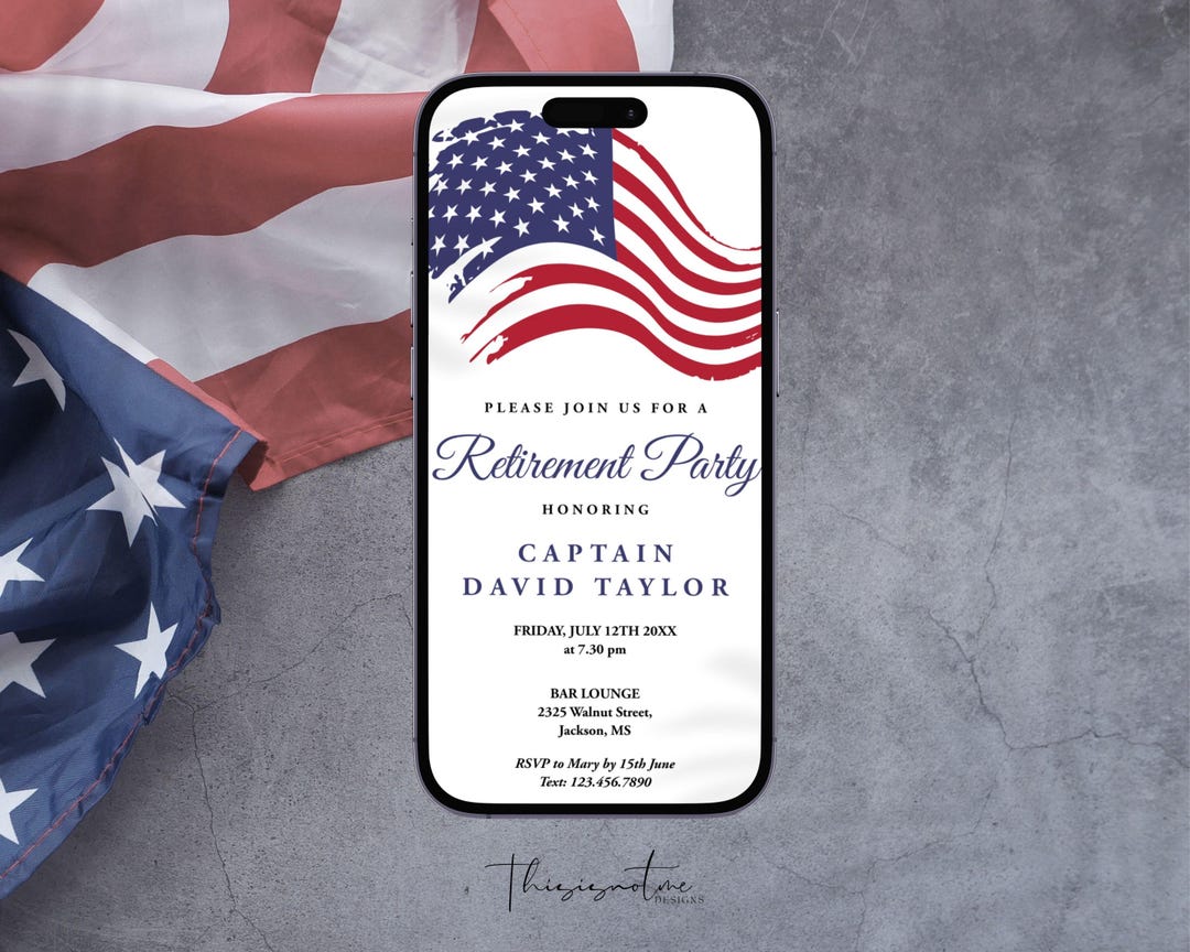 American Flag Retirement Party Invitation Template: Patriotic Evite ...