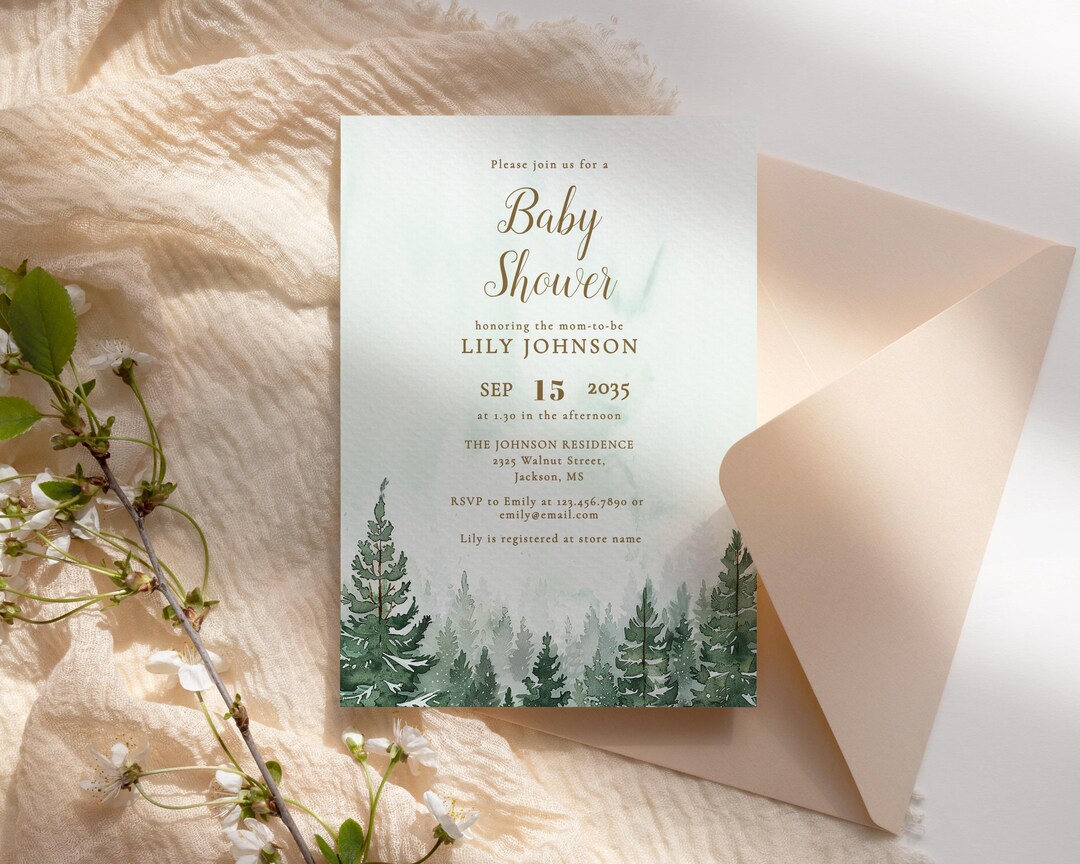FAELARA Rustic Watercolor Forest Adventure Themed Baby Shower ...