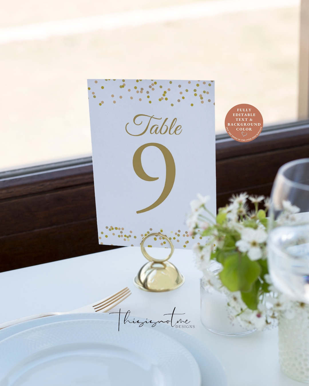 Gold Table Number Template, Wedding Anniversary Table Numbers Printable ...