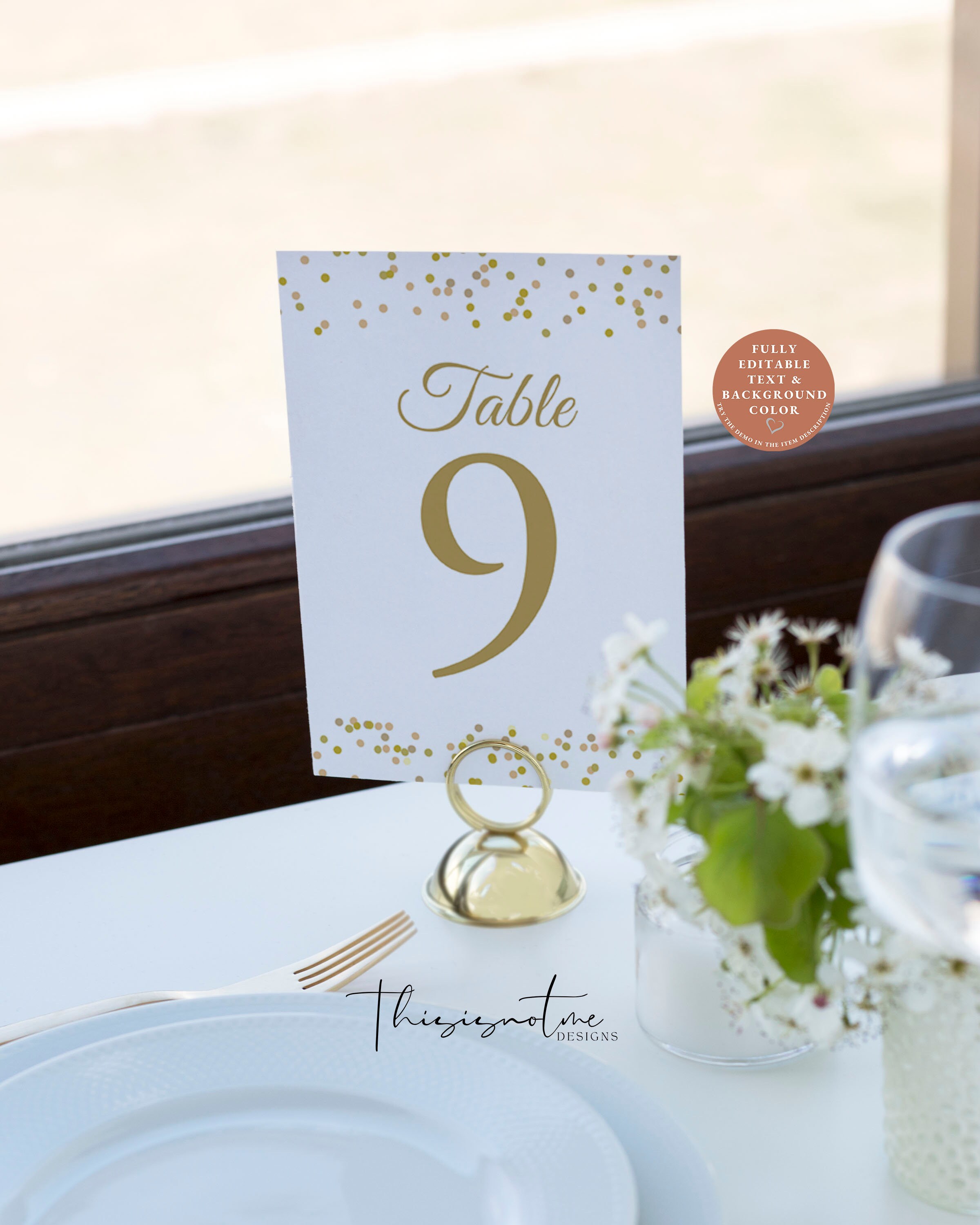 Gold Table Number Template Wedding Anniversary Table Numbers - Etsy