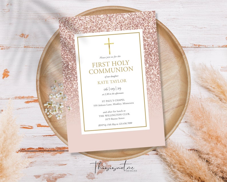 First Holy Communion Invitation Template First Communion - Etsy