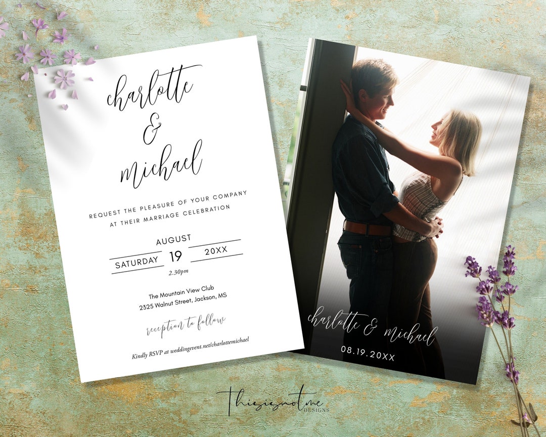 Simple Elegant Wedding Invitation Template, Editable Modern Wedding ...