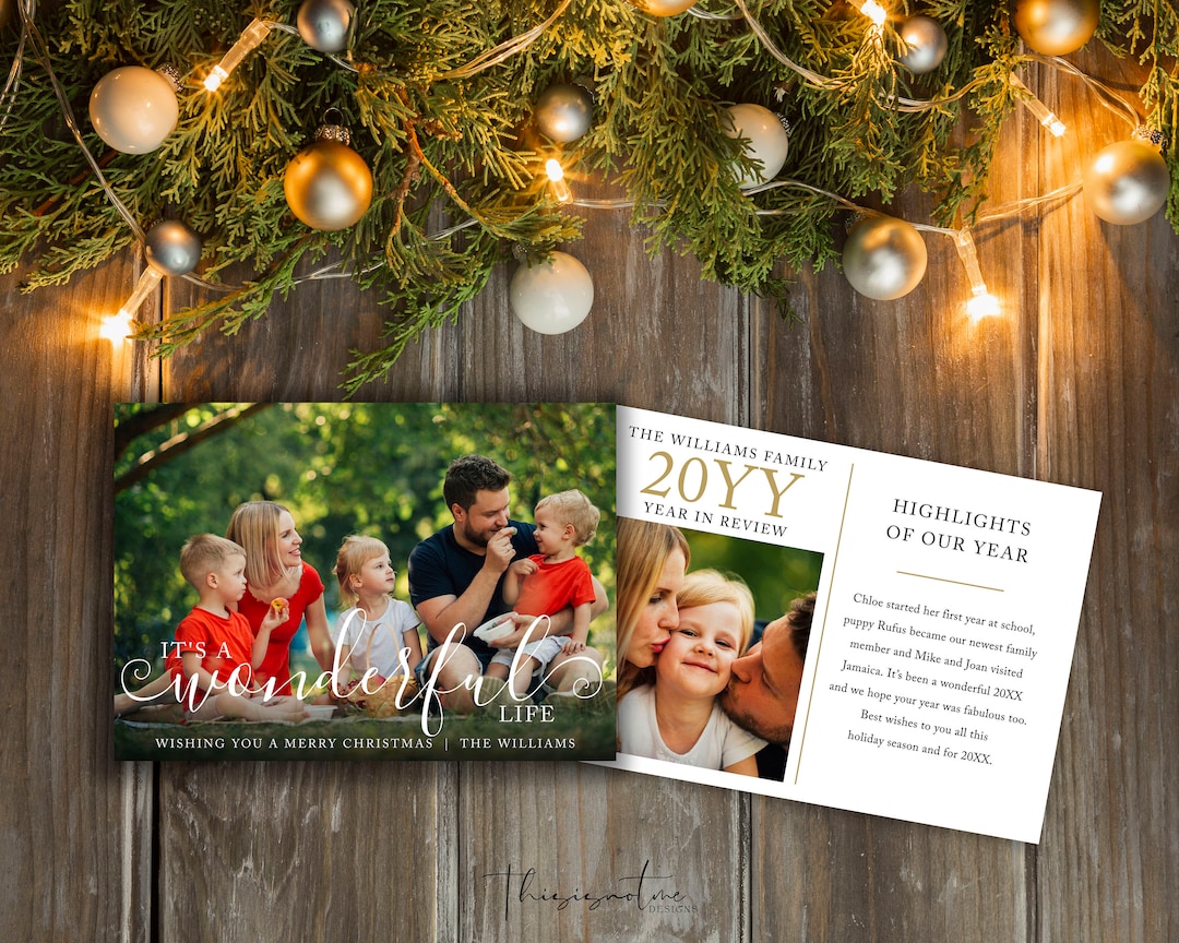 YEAR IN REVIEW Christmas Card Template, Editable Holiday Card ...
