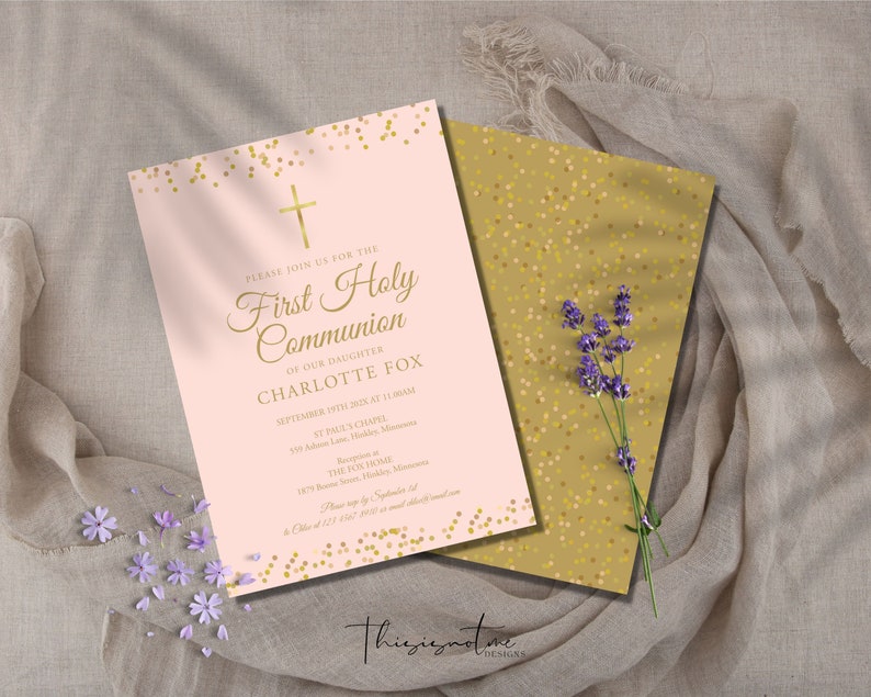 First Holy Communion Invitation Template First Communion - Etsy