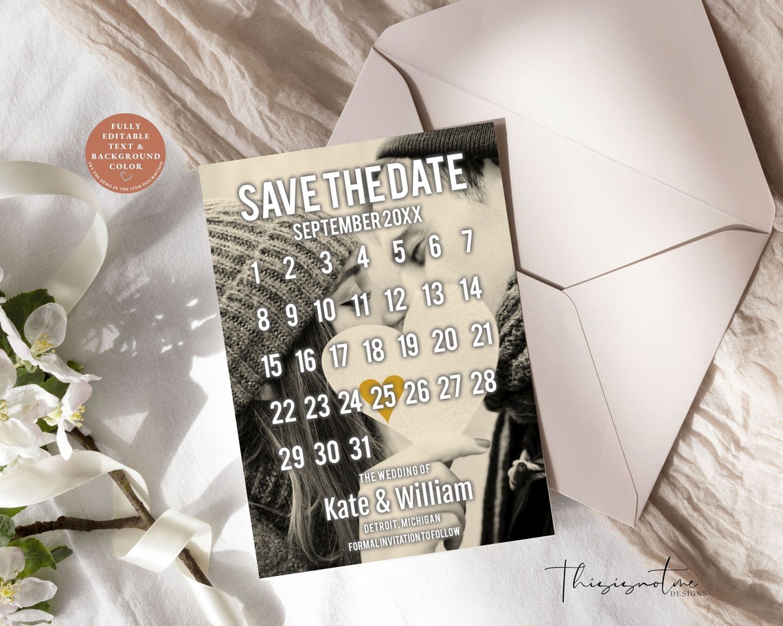 Calendar Save the Date Template Wedding Save the Date - Etsy