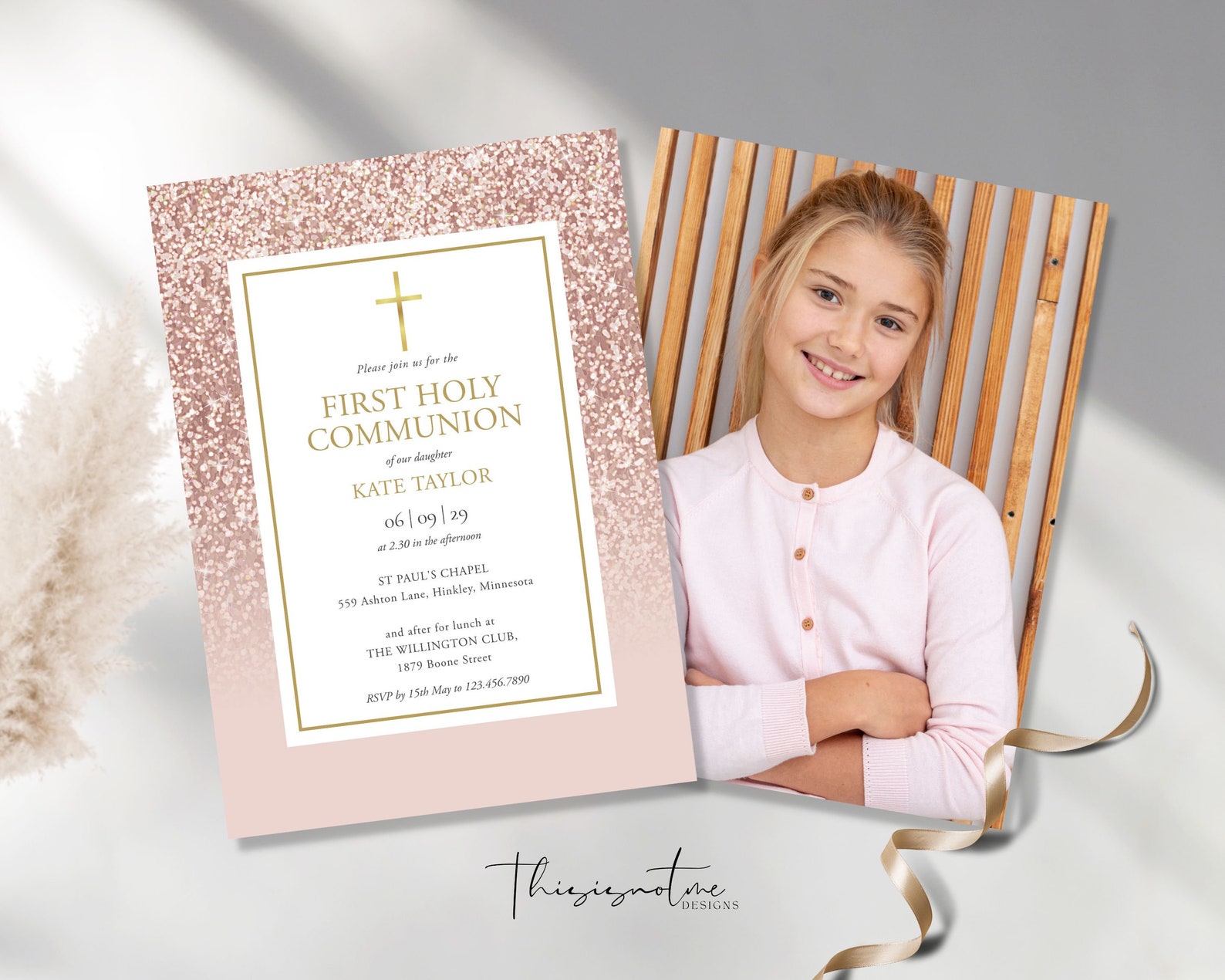 First Holy Communion Invitation Template First Communion Printable ...