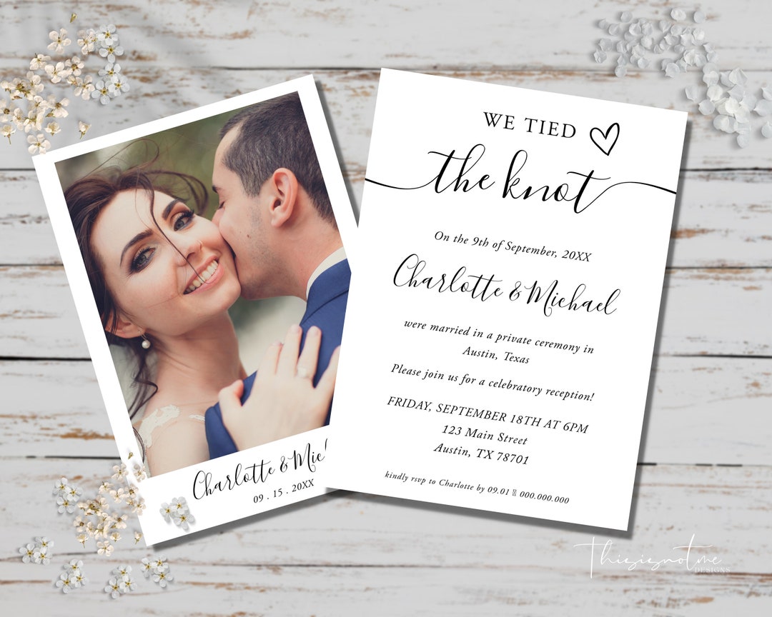 Signature Script We Tied the Knot Invitation With Photo Template ...