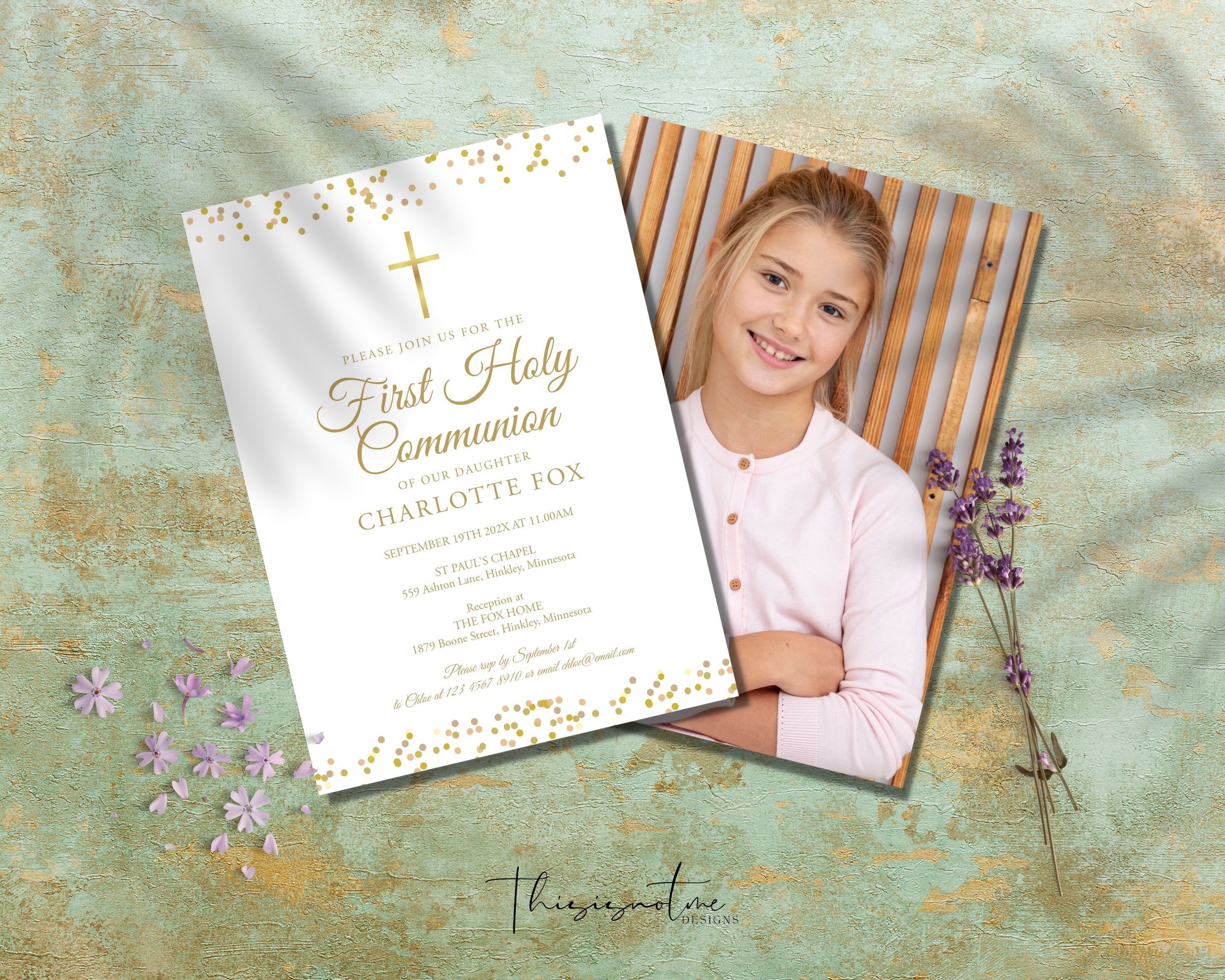 First Holy Communion Invitation Template, First Communion Printable ...