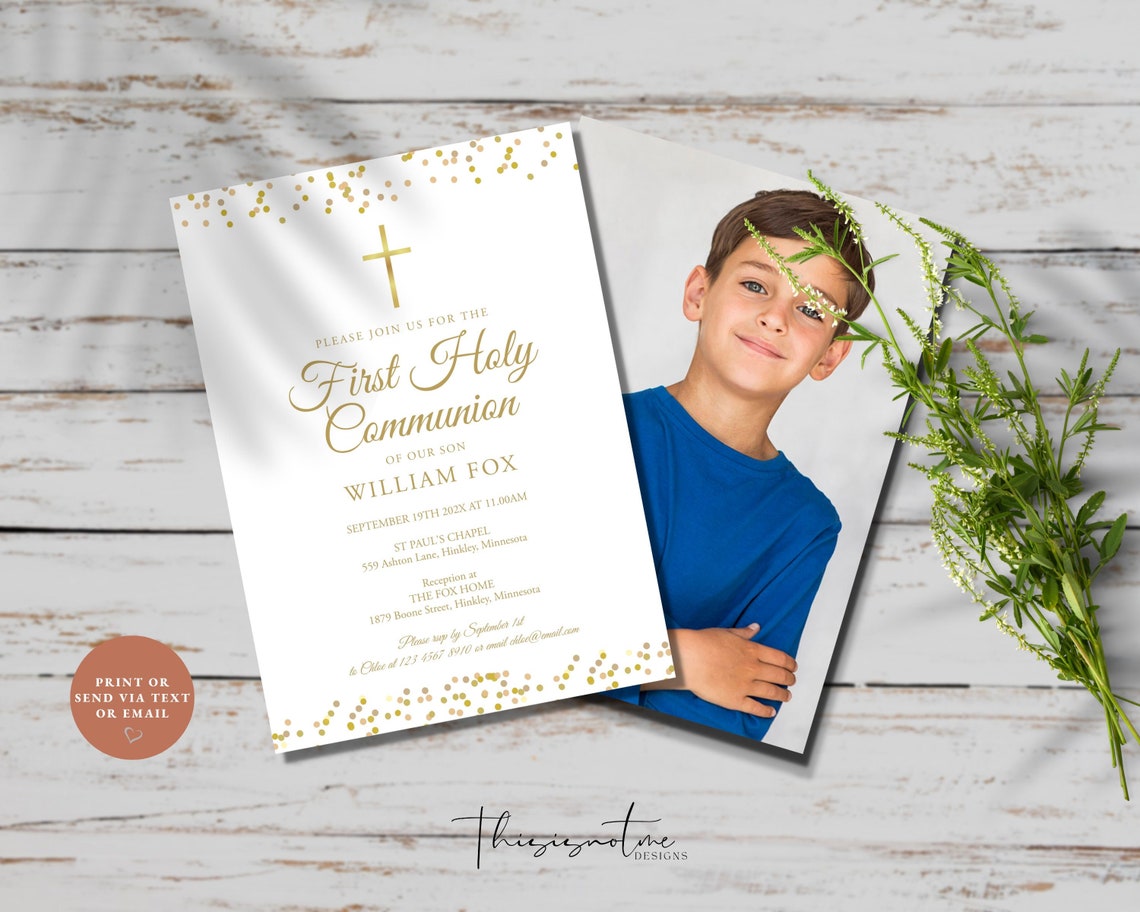 First Holy Communion Invitation Template First Communion - Etsy UK