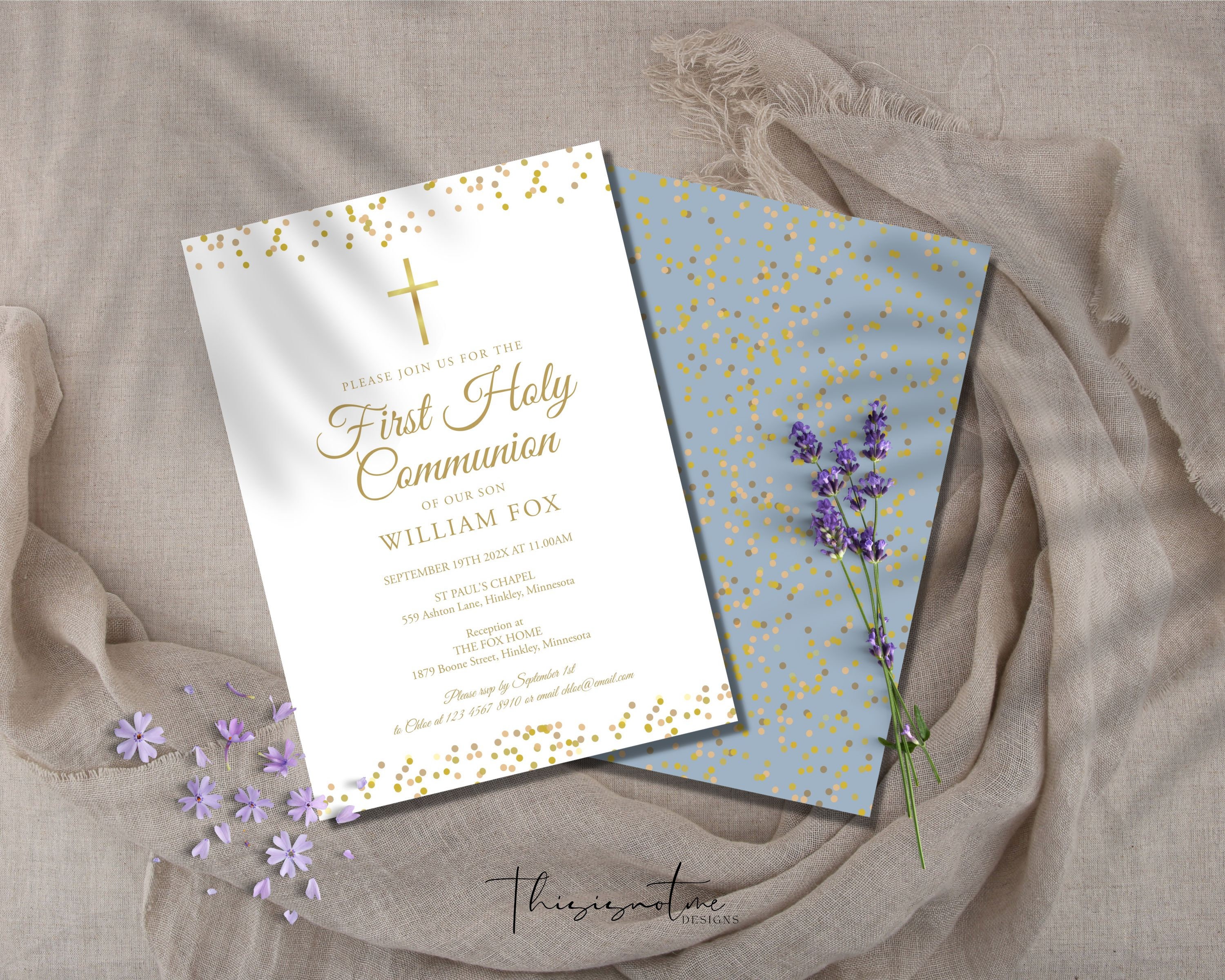 First Holy Communion Invitation Template, First Communion Printable ...