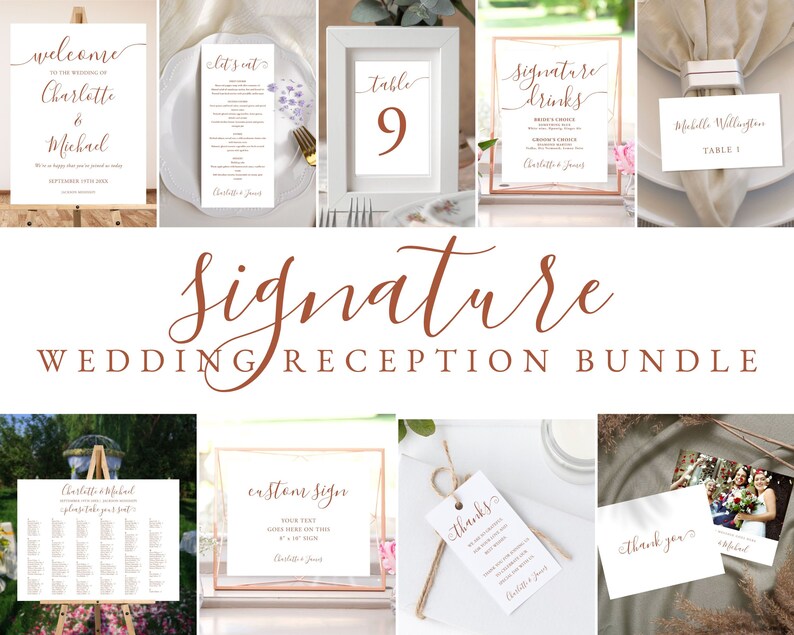 SIGNATURE Boho Wedding Reception Bundle Editable Wedding Sign - Etsy
