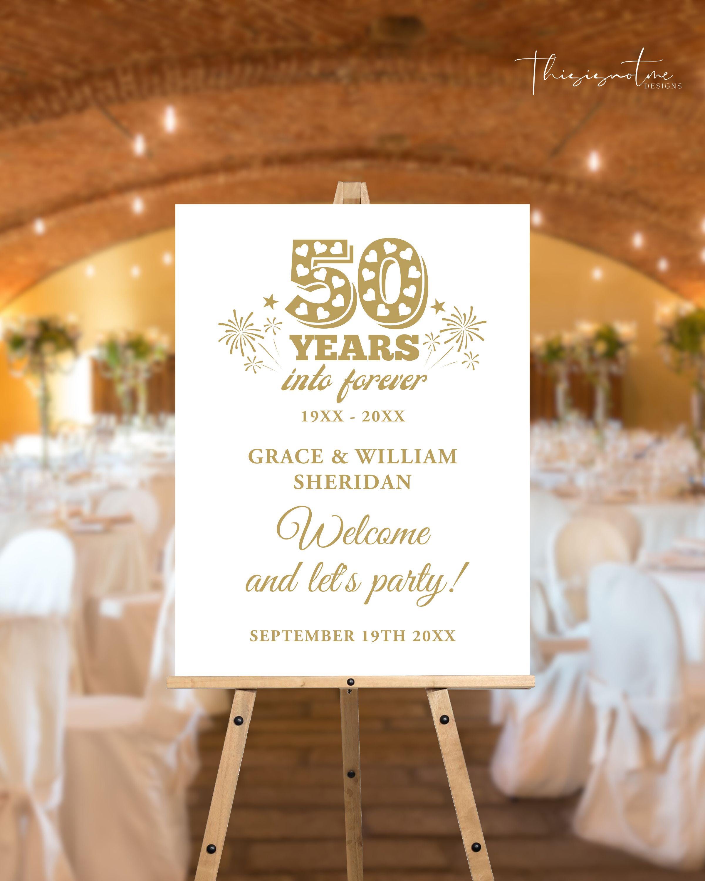 50th Anniversary Welcome Sign Template, 50 Years Into Forever Welcome ...