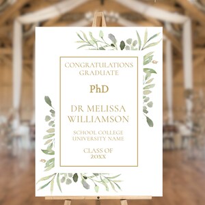 Phd Graduation Welcome Sign Template, Editable Modern Phd Graduation ...