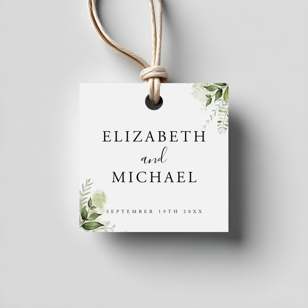 Wedding Favor Tag Template, Rustic Greenery Gift Tag, Wedding Welcome ...