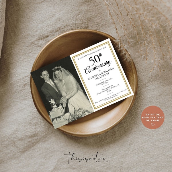 60th Wedding Anniversary Invites Template - Etsy