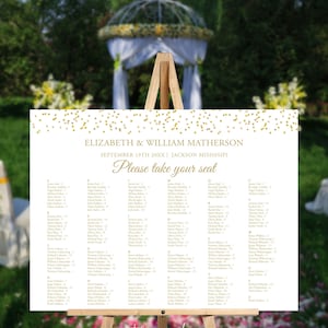 Modern Wedding Seating Chart Template, Gold Anniversary Seating Sign ...