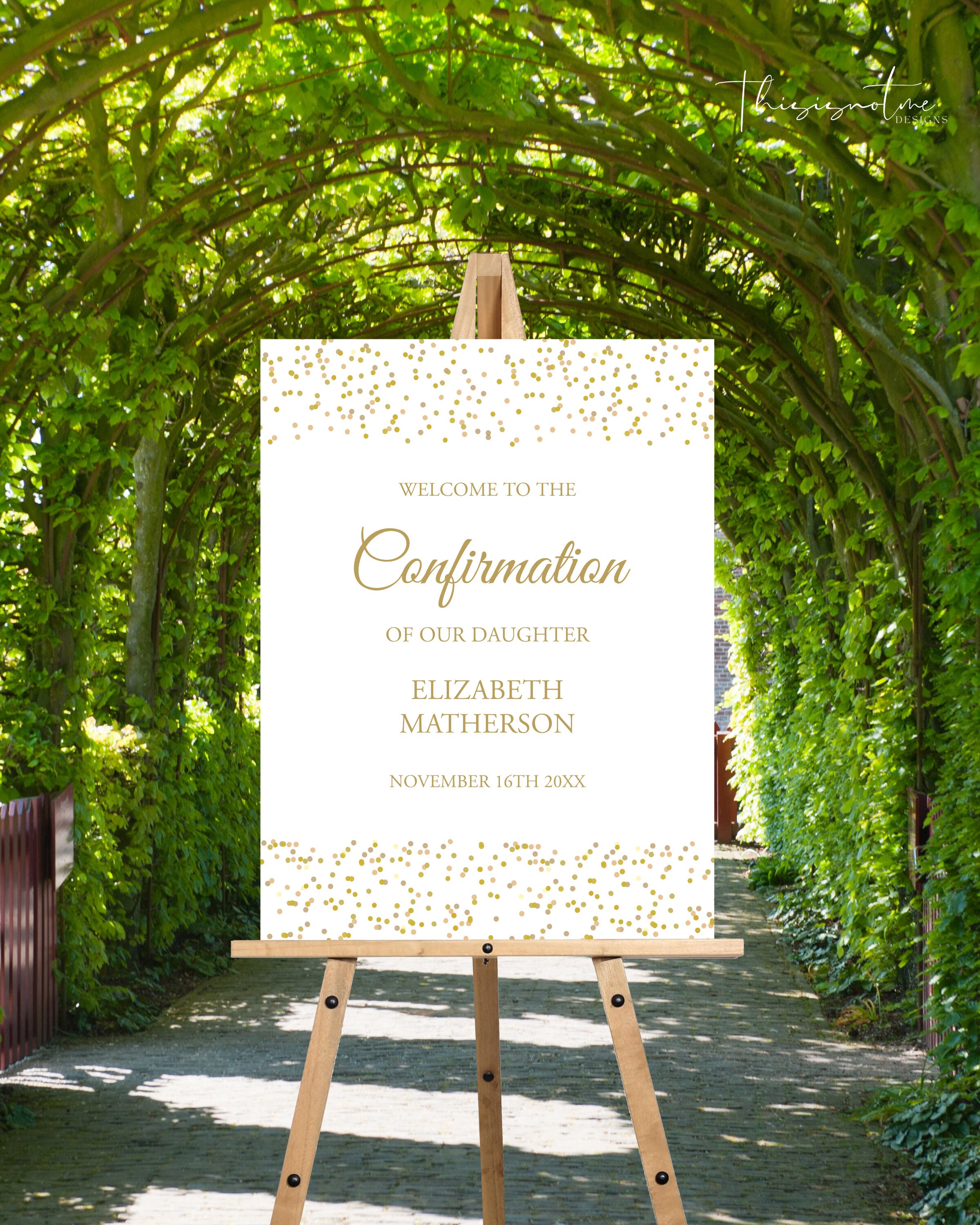 Confirmation Welcome Sign Template, Gold Stardust, Modern Welcome to ...