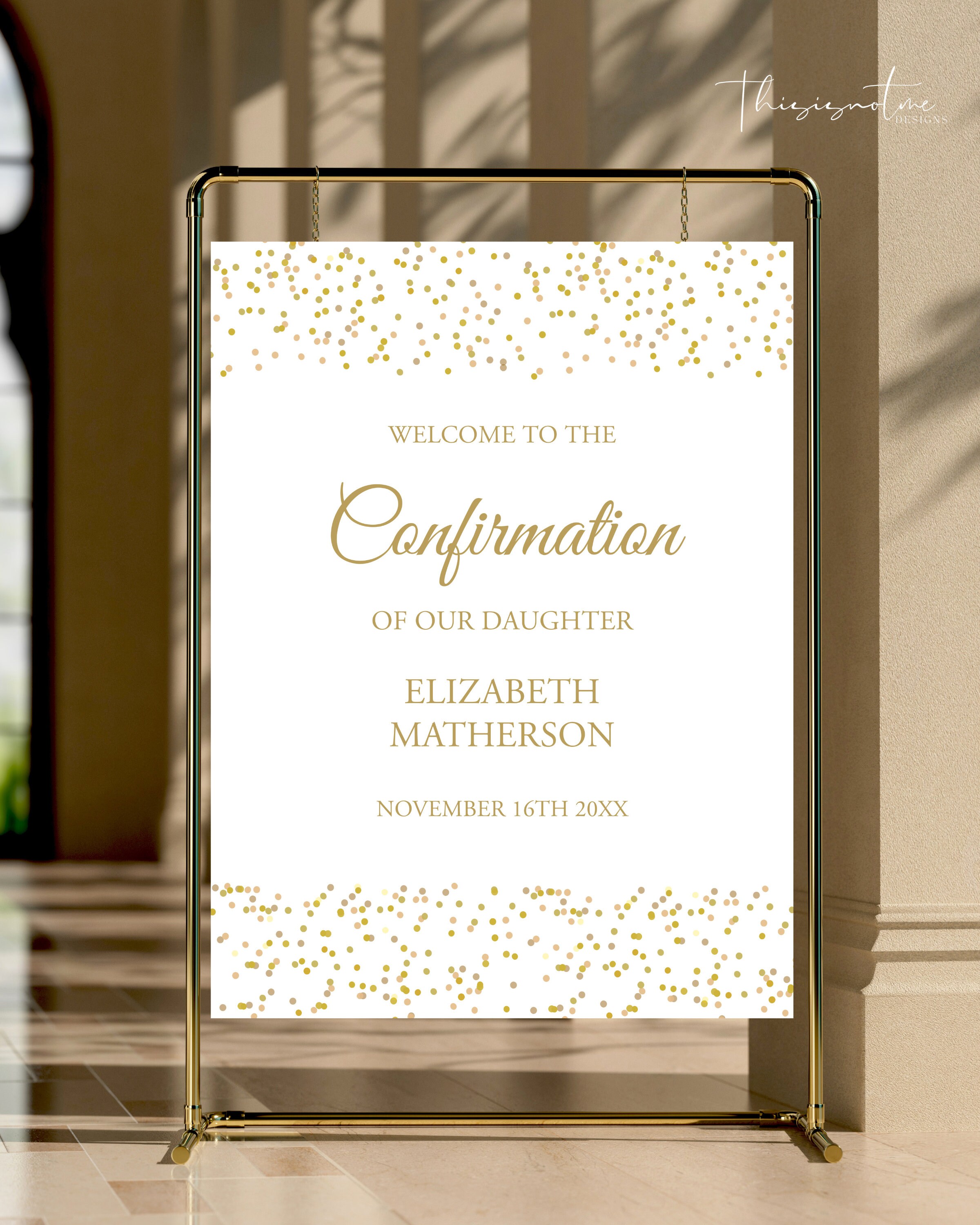 Confirmation Welcome Sign Template, Gold Stardust, Modern Welcome to ...