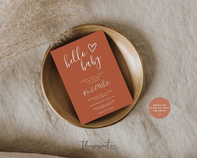 Hello Baby Shower Invitation Template Gender Neutral Baby - Etsy