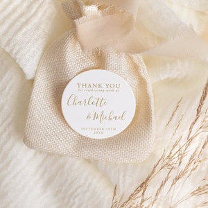 Round Wedding Favor Tag Template, Minimalist Wedding Thank You Gift Tag ...