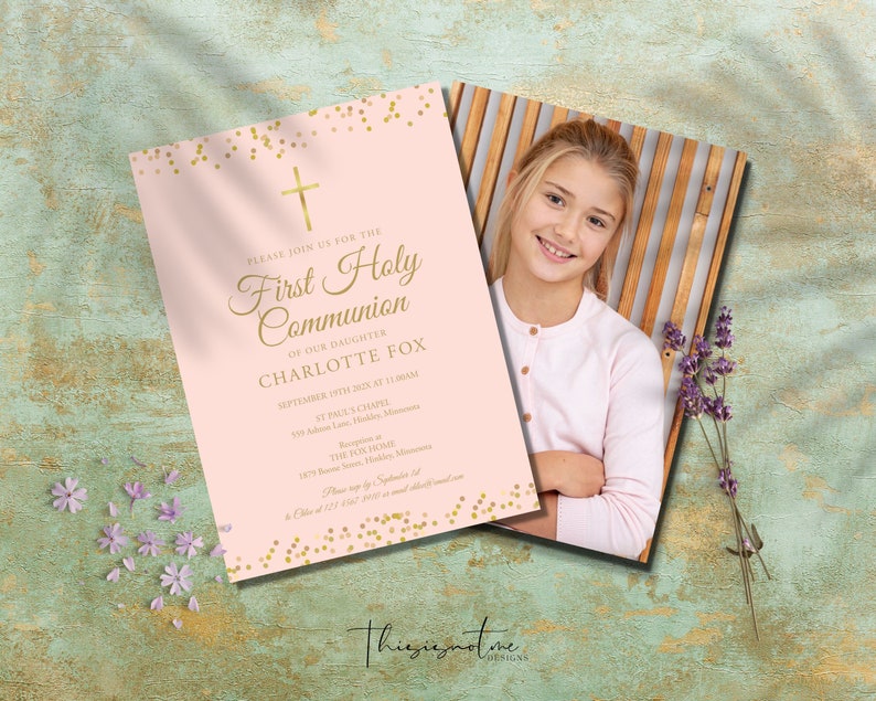 First Holy Communion Invitation Template, First Communion Printable ...