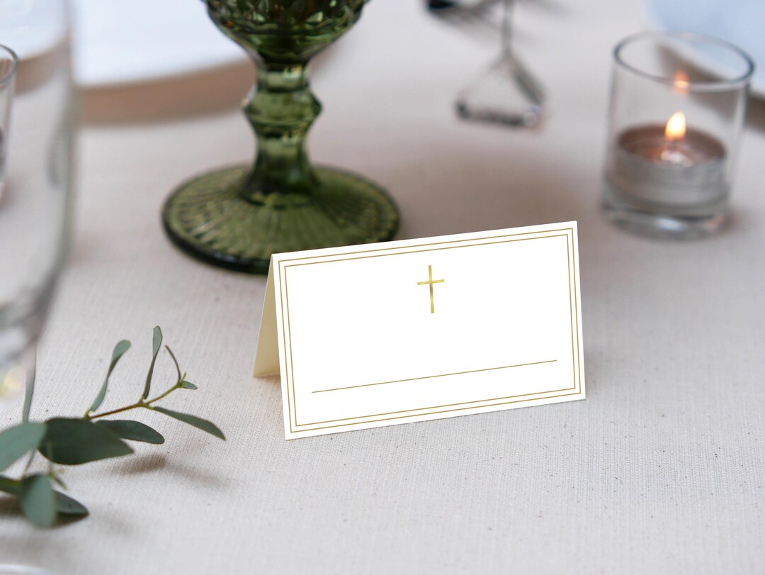 Gold Border Place Card Template, Holy Communion Gold Place Card ...