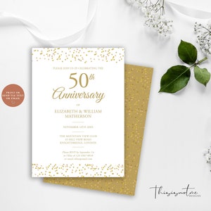 50th Golden Wedding Anniversary Celebration Bundle, Invitation, Evite ...