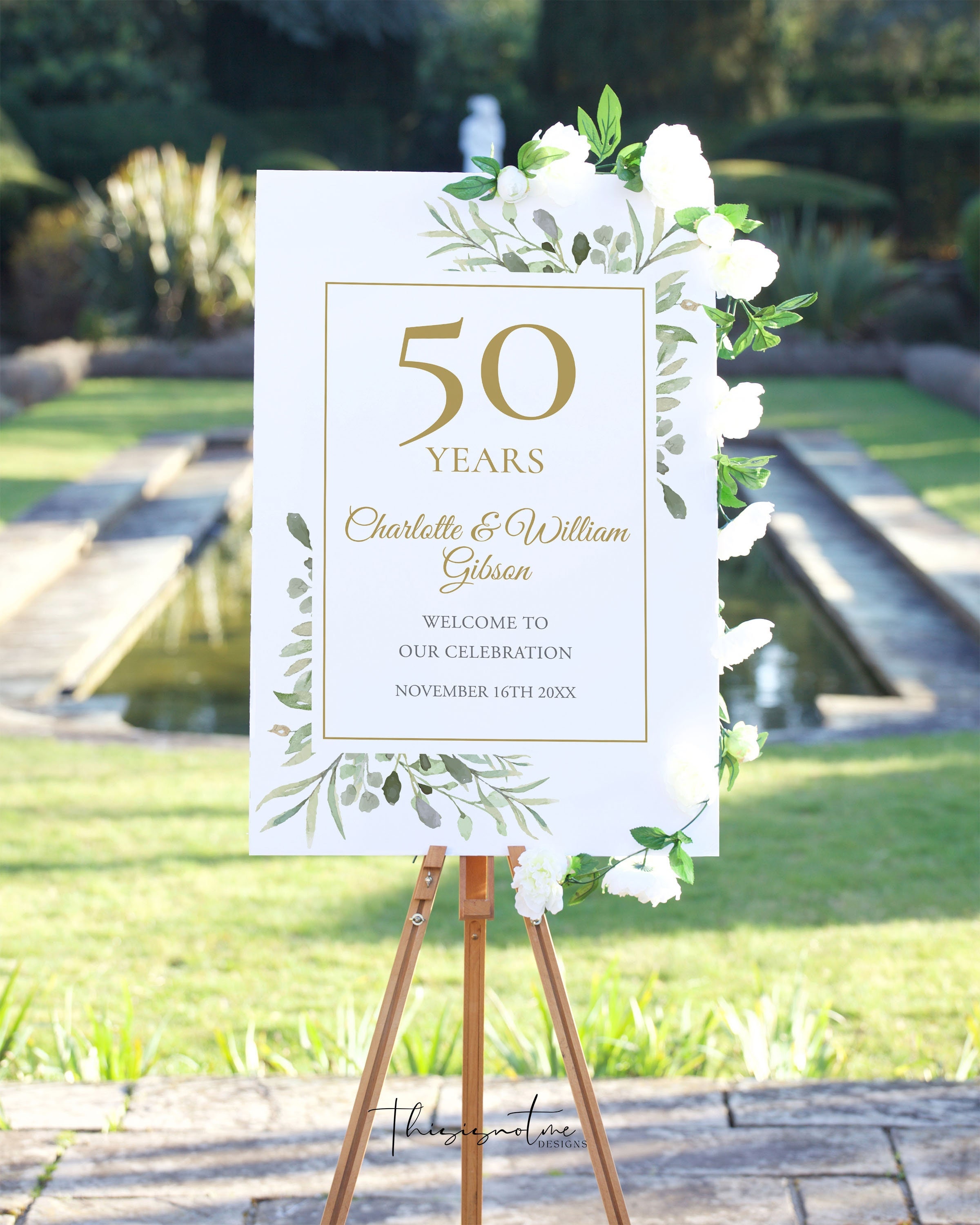 50th Golden Wedding Anniversary Welcome Sign, Any Year, Banner ...