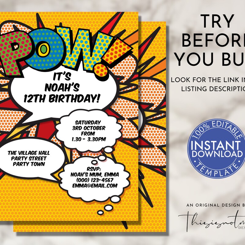 Pop Art Party Invitation - Etsy