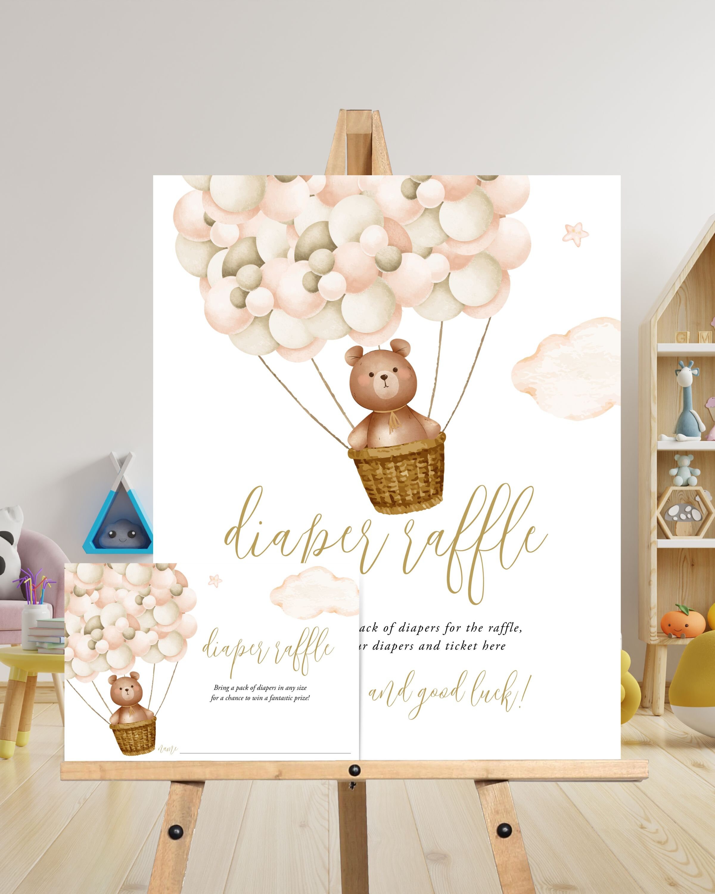 Plantilla de boletos y letrero para rifa de pañales de oso - Etsy México