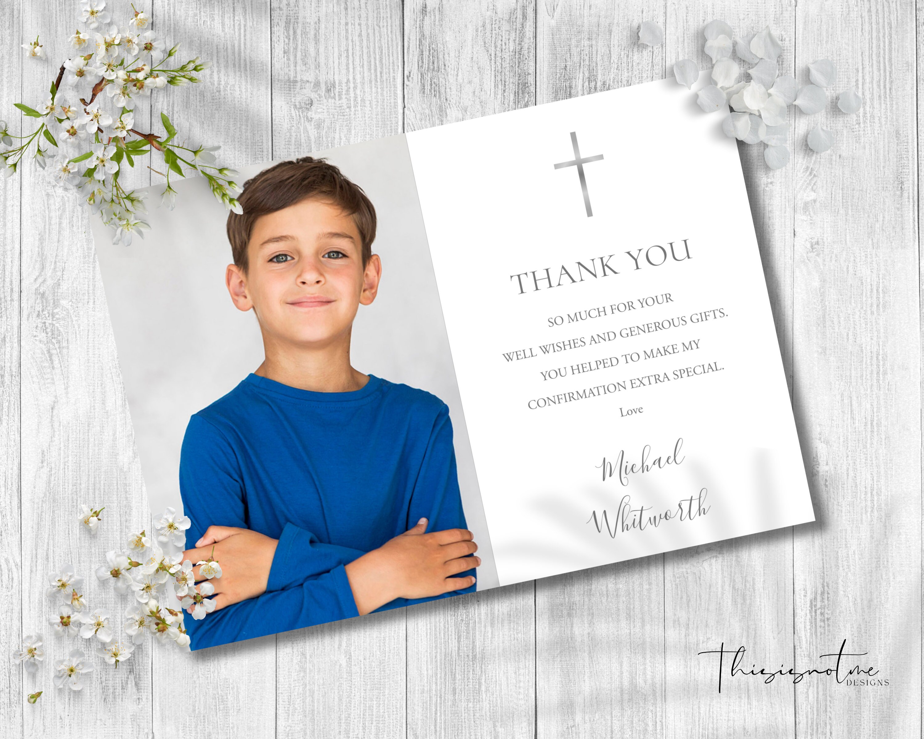 Confirmation Thank You Card Template, Photo Thank You Note Template ...