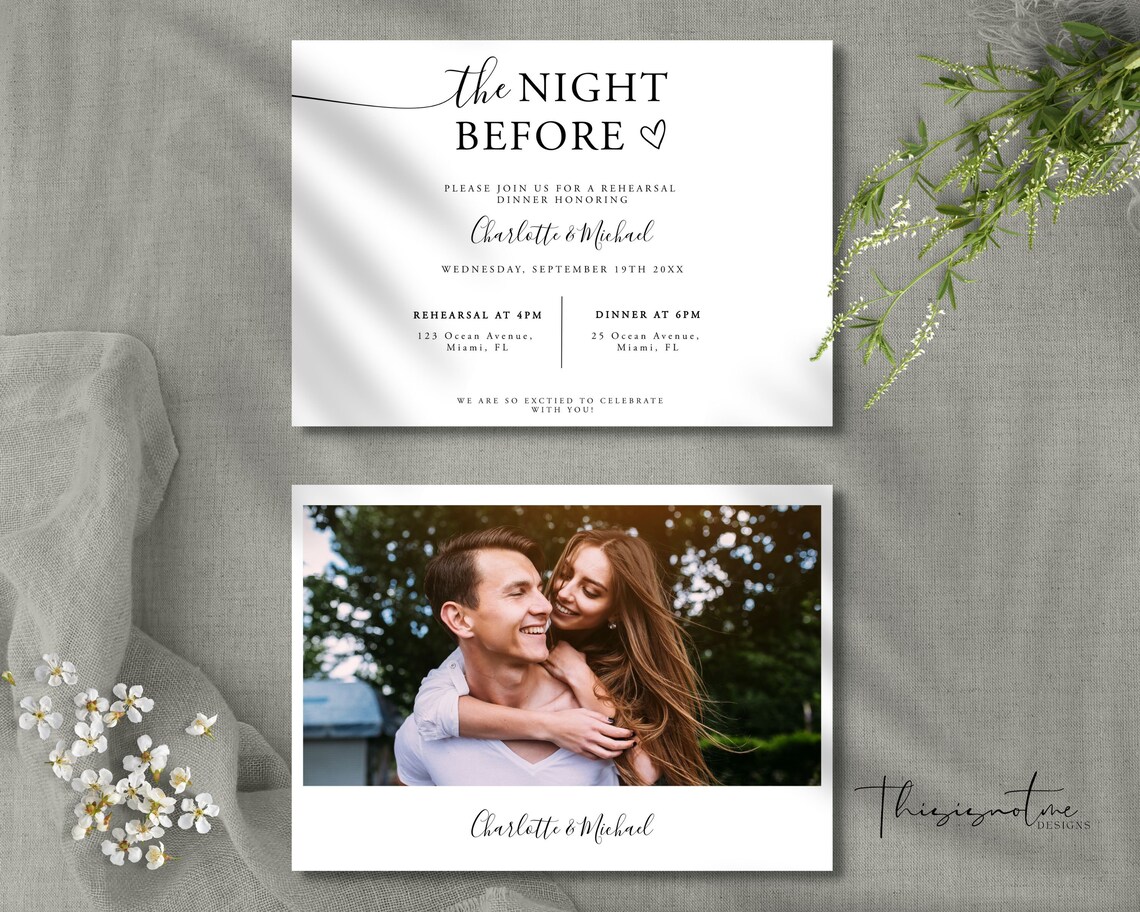 Signature Elegant Script the Night Before Invitation Template ...