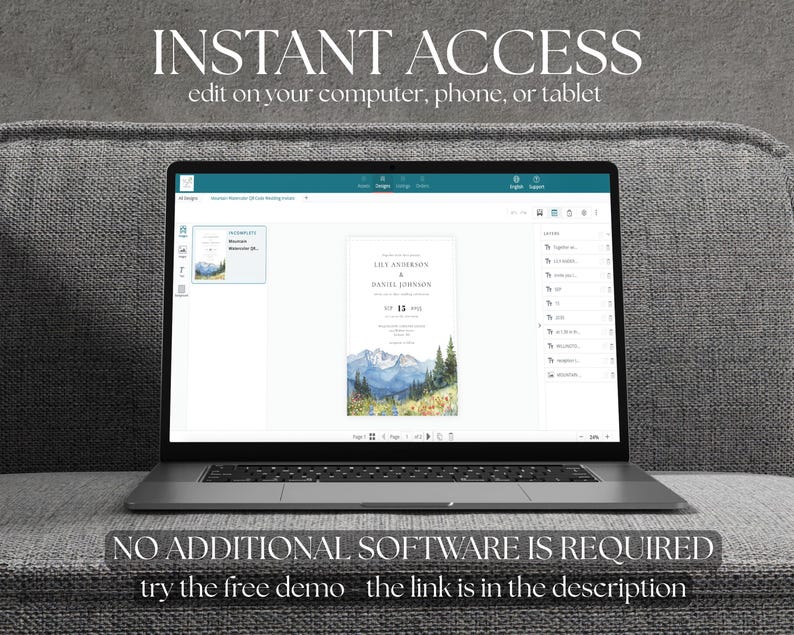 Watercolor Mountain Wildflower Table Number Template: Rustic Wedding ...